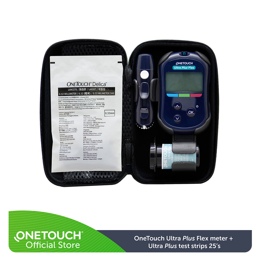 ONETOUCH Ultra Plus Flex Meter + Strip (25's) – Glucometer.my
